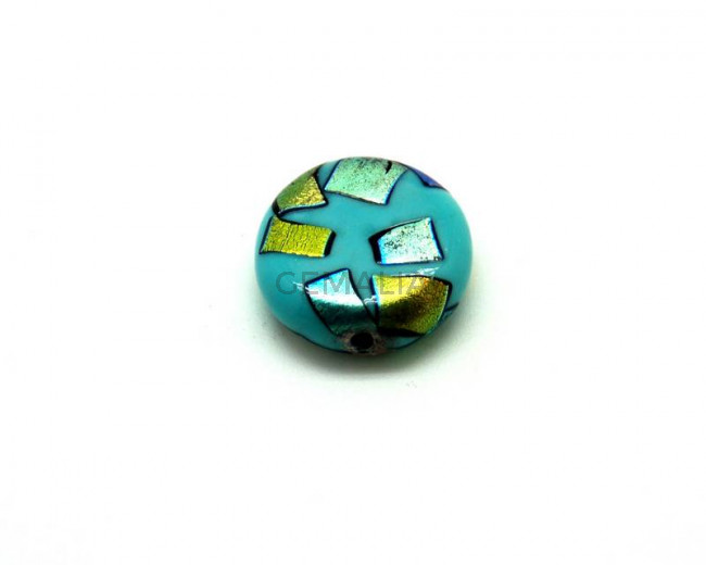 Ceramic. Coin. 25x7mm. Turquoise. Inn.2mm. approx.