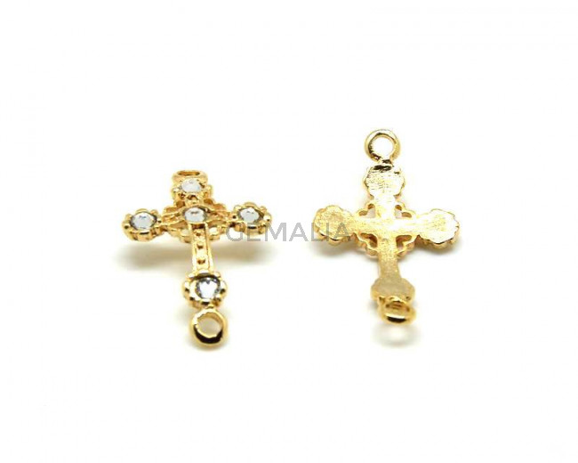 Zamak. Cross-strass. 34x28mm. Gold-crystal strass. Inn.4mm